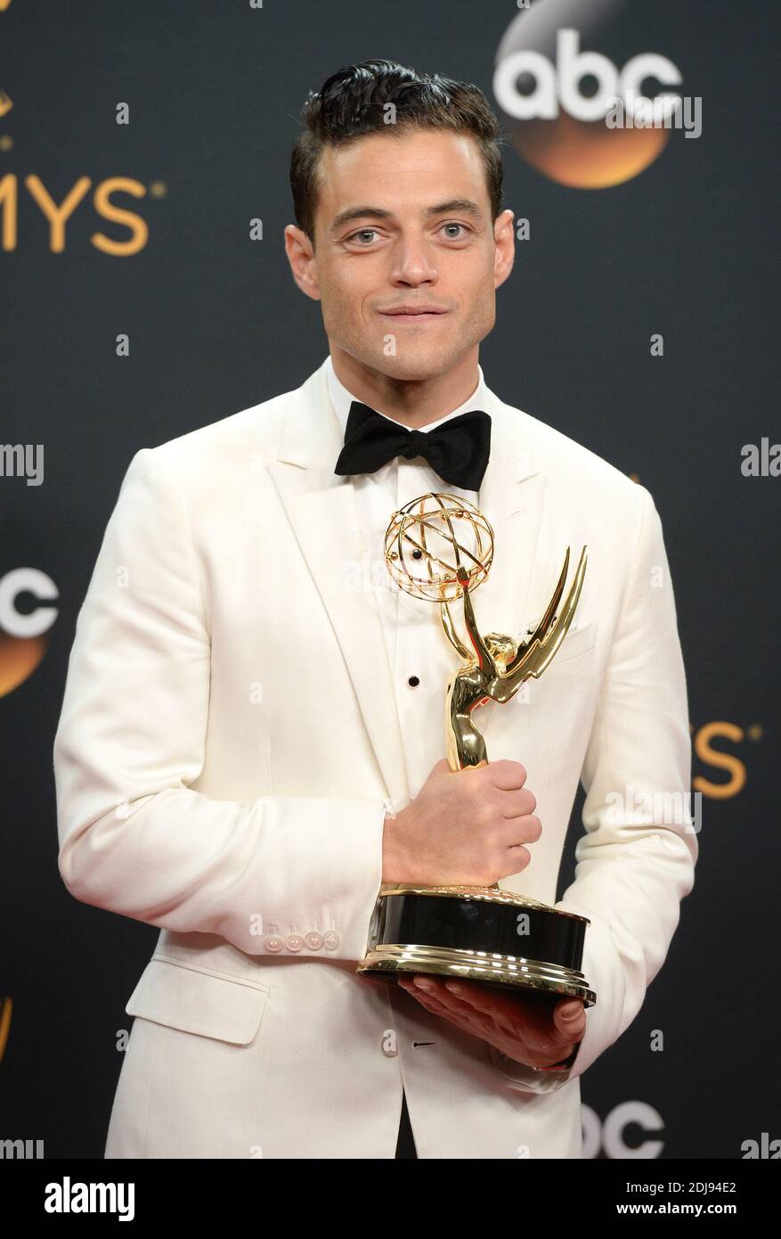 Rami Malek poses in the press room during the 68th Annual Primetime ...