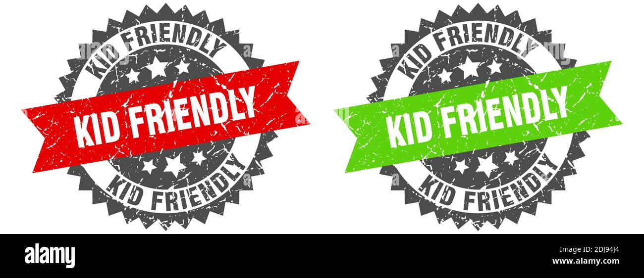 kid friendly grunge stamp set. kid friendly band sign Stock Vector ...