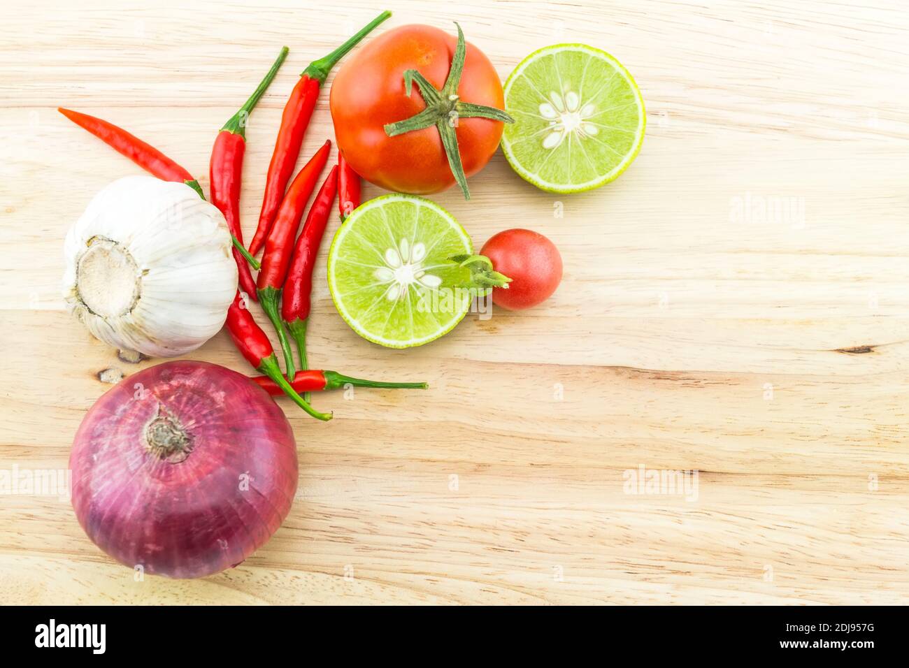assorted spices for hot and sour soup (Tom Yam) lemon ,red chilli ...