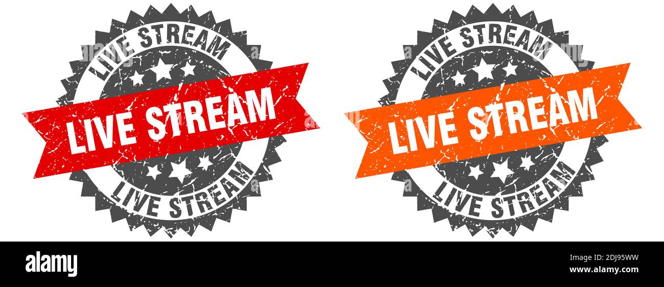 live stream grunge stamp set. live stream band sign Stock Vector Image ...