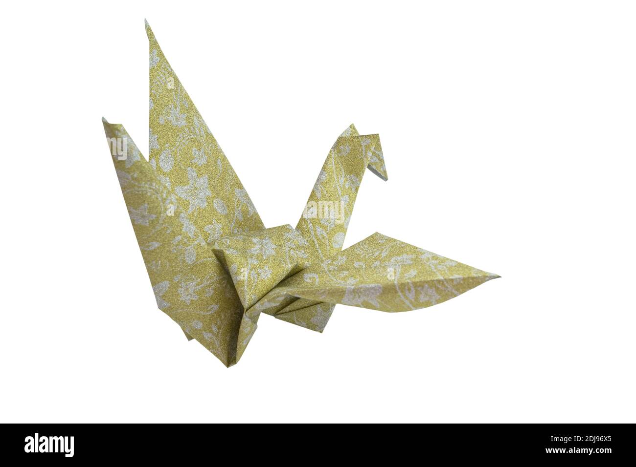 Yellow origami bird (Origami Crane) isolated on white background.Saved ...