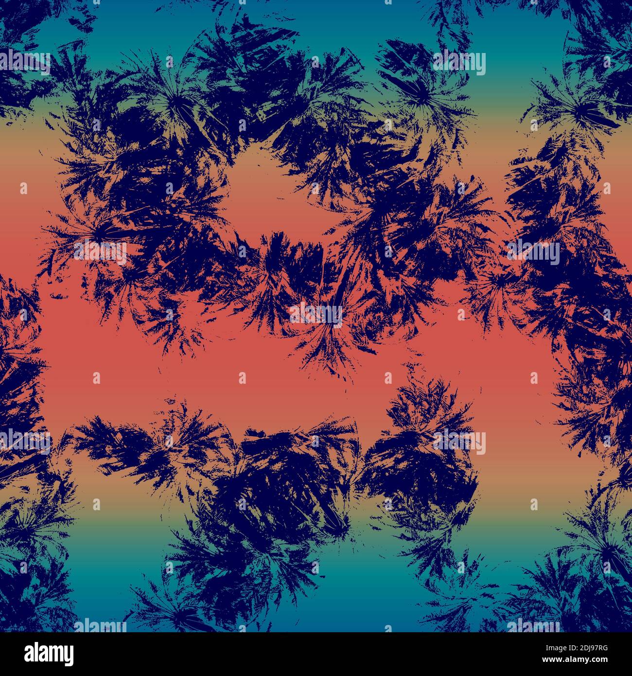 Tropical blue foliage on ombre sunset gradient Stock Photo - Alamy