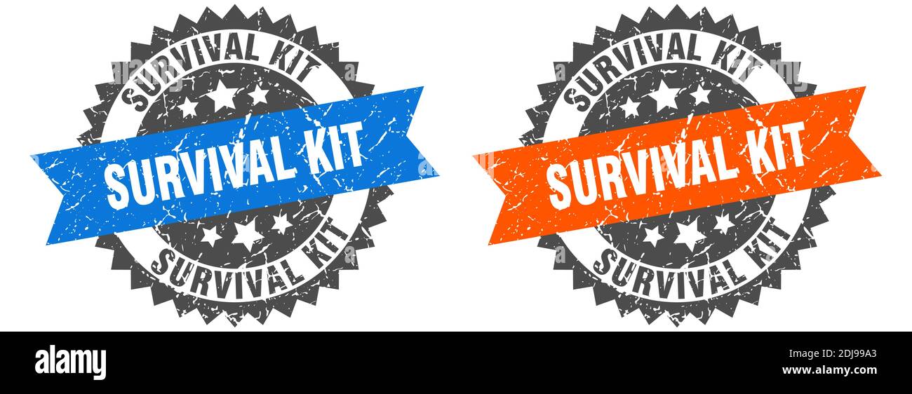 survival kit grunge stamp set. survival kit band sign Stock Vector ...
