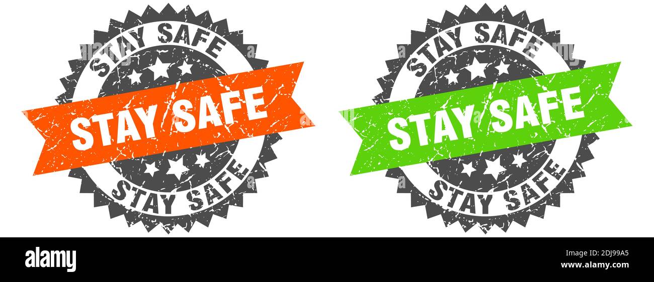 stay safe grunge stamp set. stay safe band sign Stock Vector Image ...
