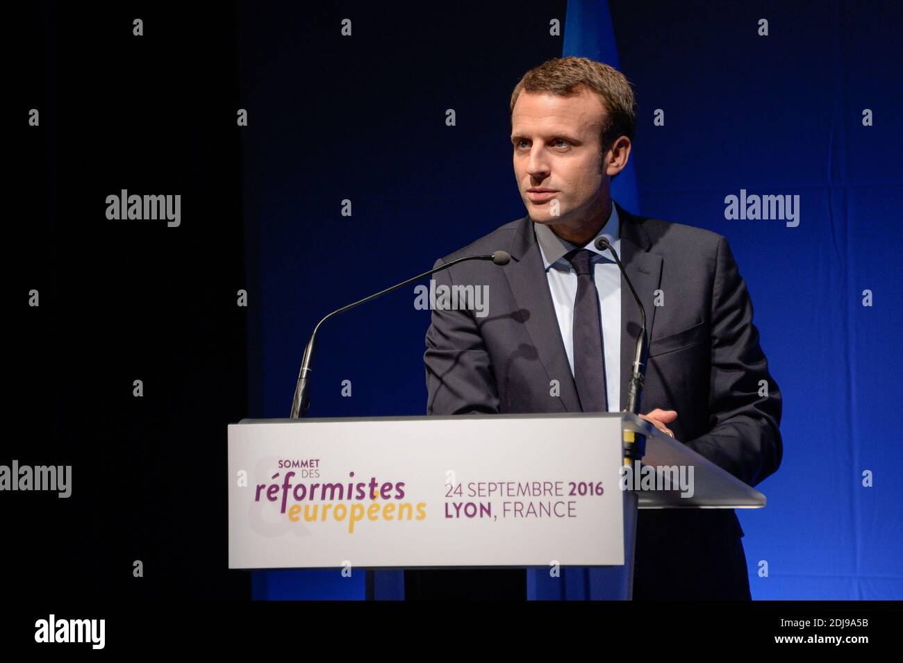 Former French Economy Minister Emmanuel Macron attending the European ...