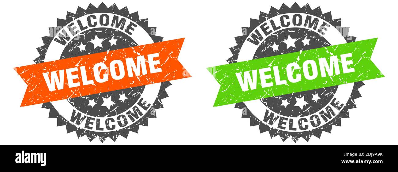 welcome grunge stamp set. welcome band sign Stock Vector Image & Art ...