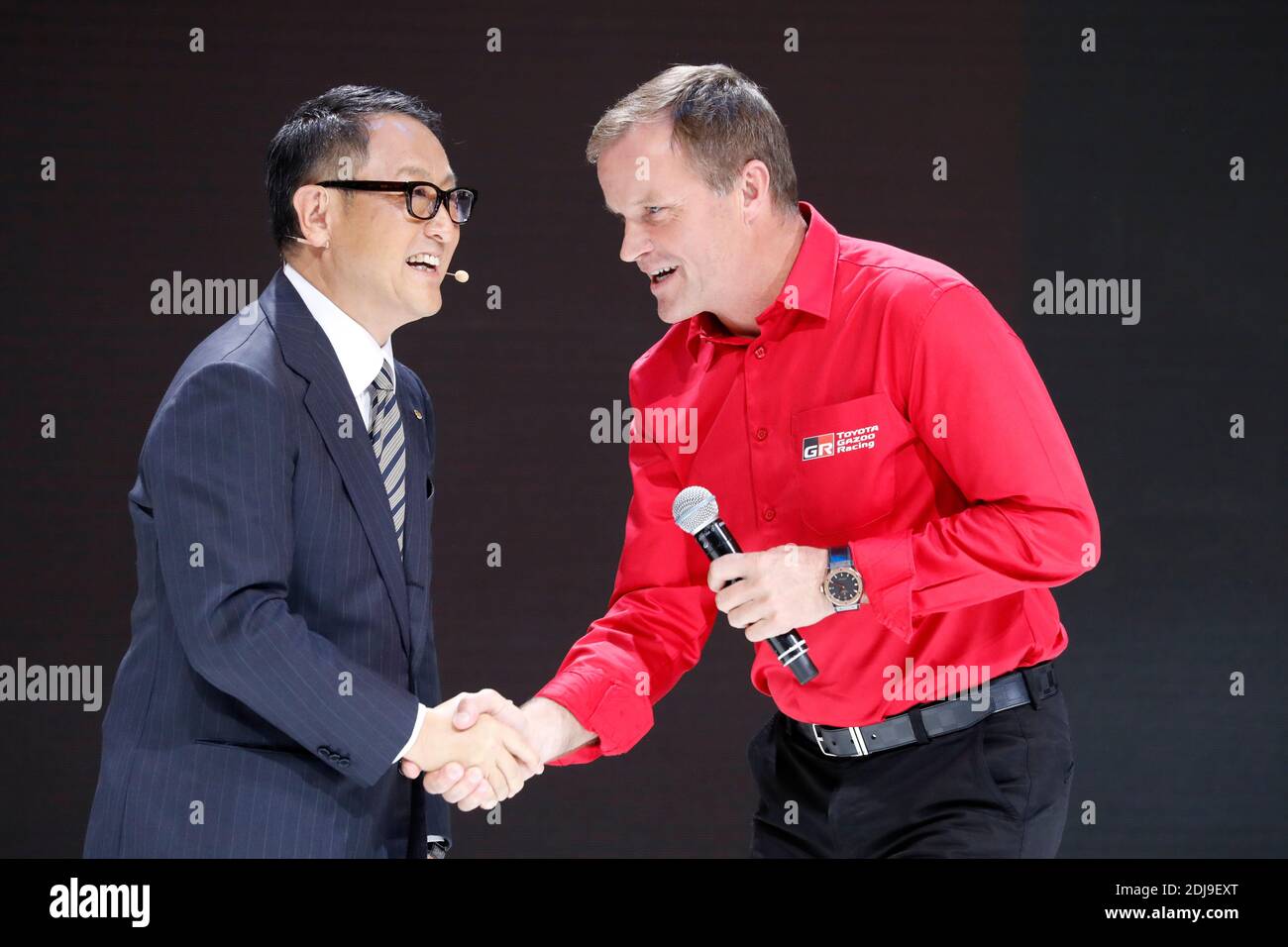 Akio Toyoda President of Toyota Cars and Rallye Legend Timo Makinen ...