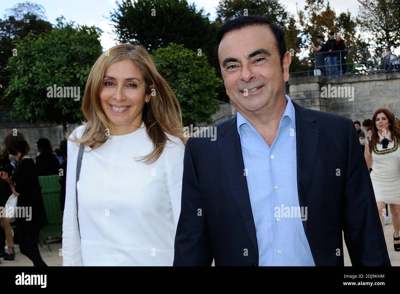 Carlos Ghosn and his wife Carole Ghosn arriving at the Elie Saab show ...