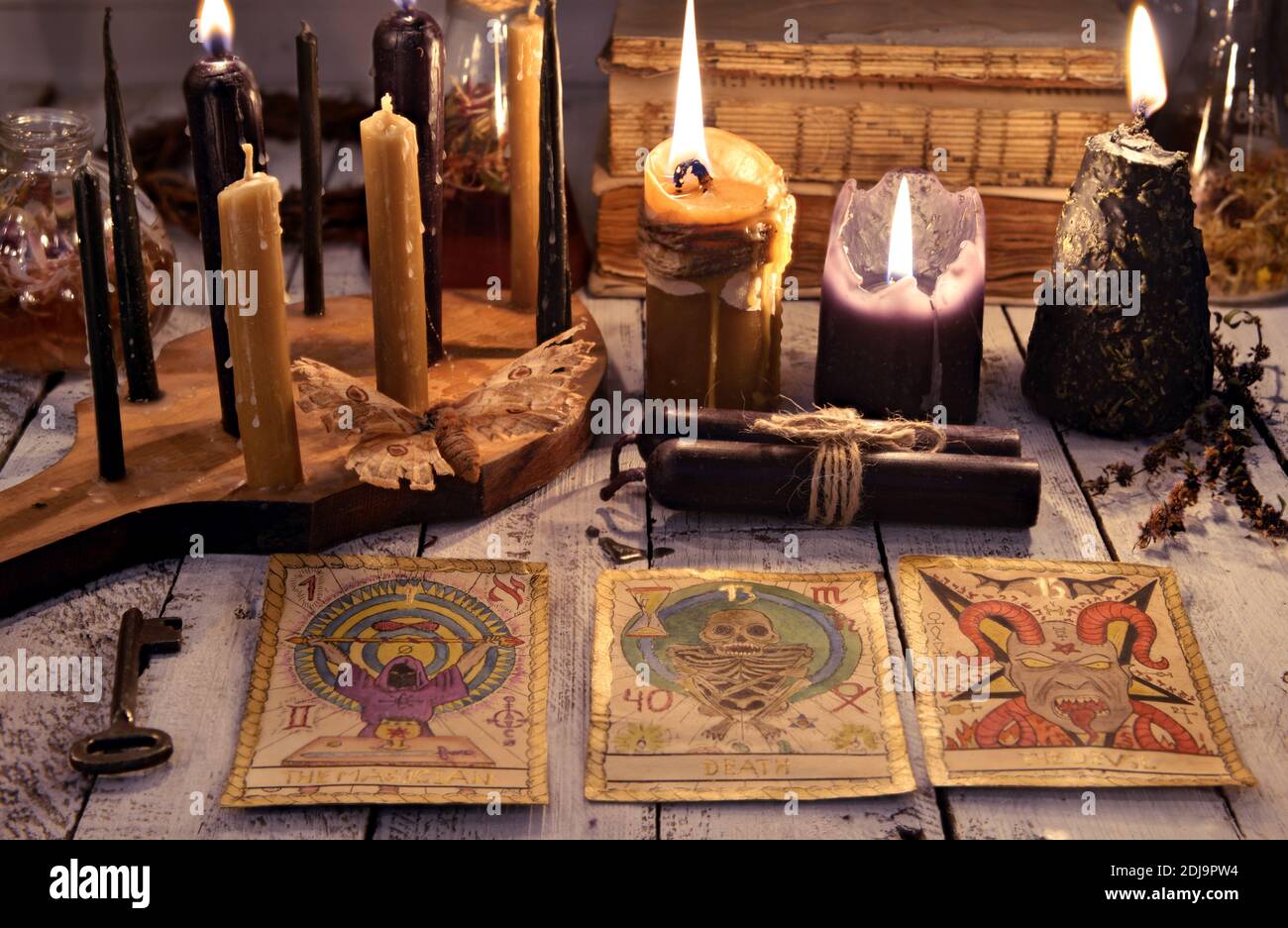 Magic ritual. Wicca, esoteric, gothic and occult background with ...