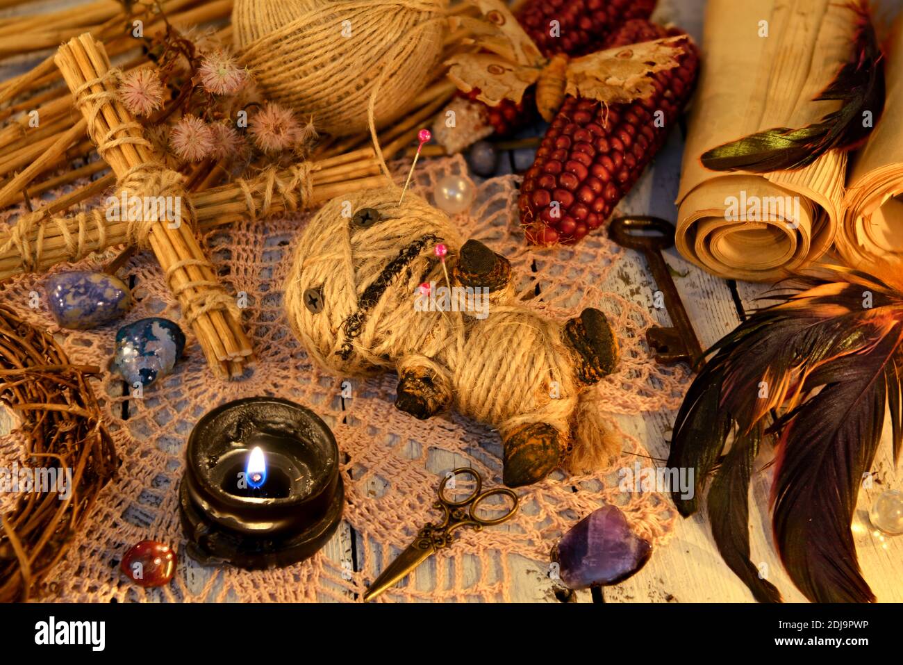Magic ritual. Wicca, esoteric and occult background with vintage witch ...