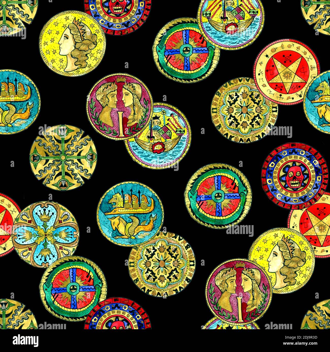 Seamless pattern with mystic symols. Occult and spiritual mystic ...