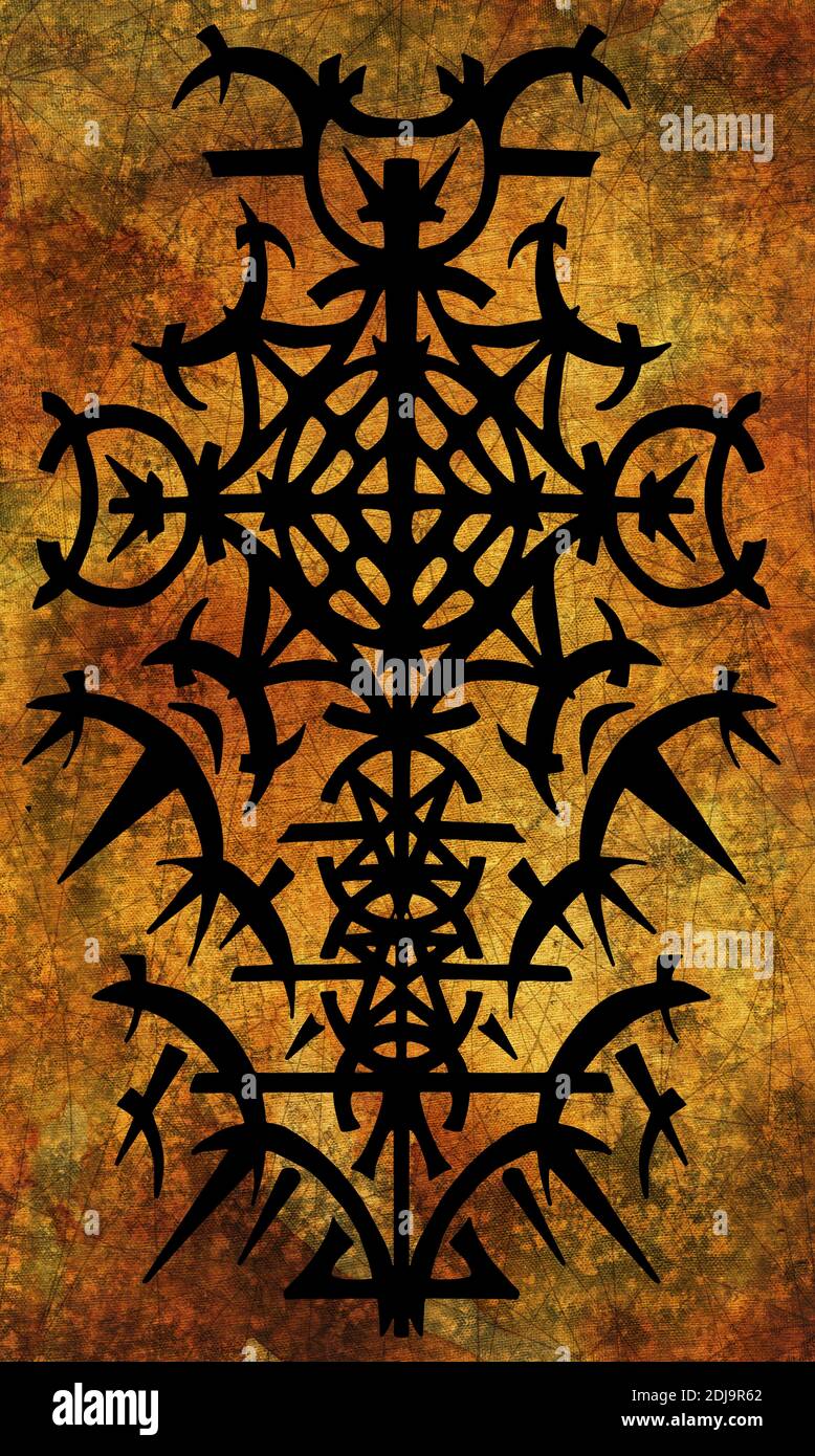 Back cover design of tarot card. Gothic pattern on red grunge ...