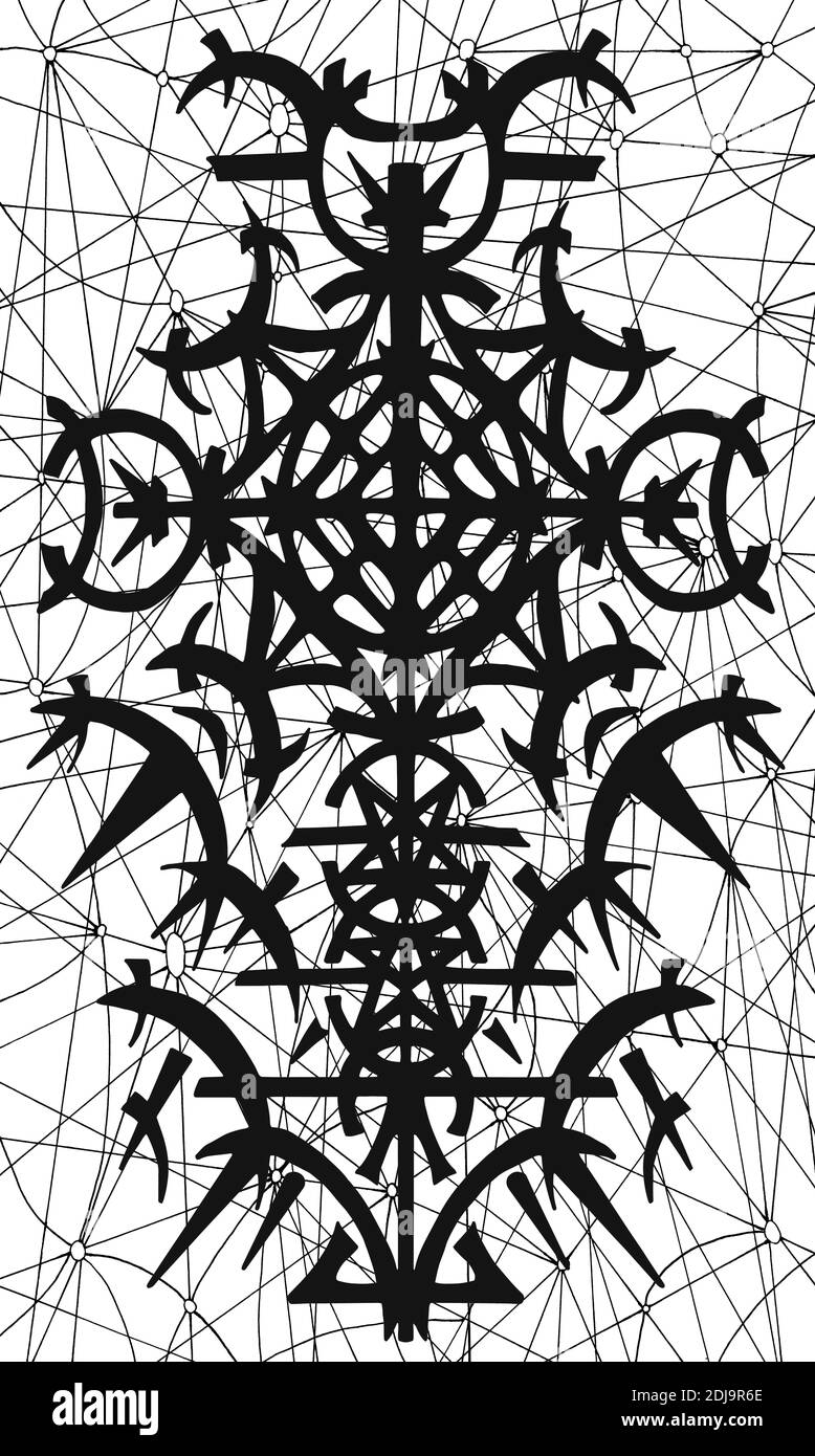 Back cover design of tarot card. Gothic pattern on red grunge ...