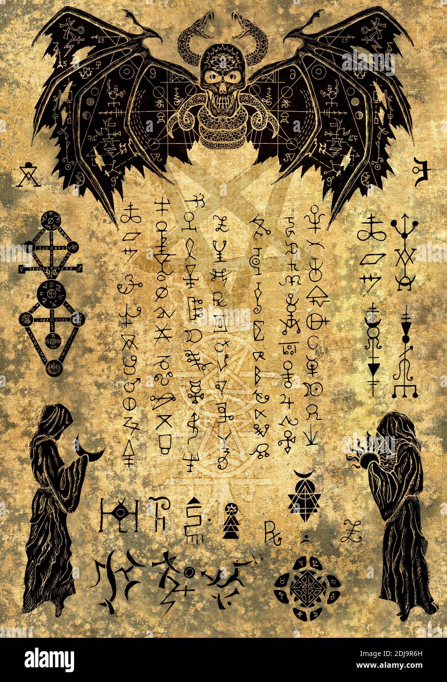 Design set with mystic, gothic and esoteric symbols, occult and ...