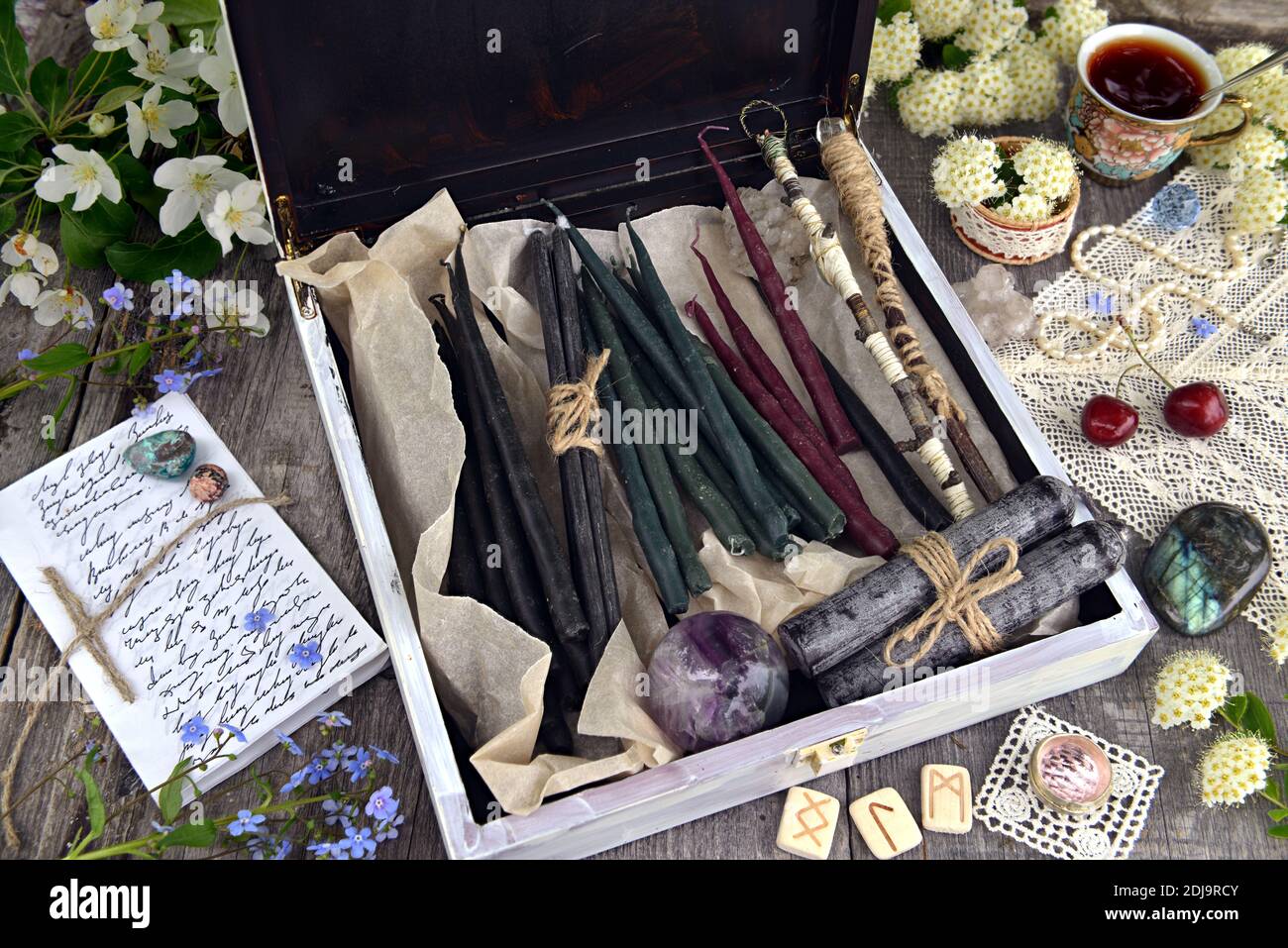 Magic ritual. Wicca, esoteric,voodoo and occult background with vintage ...