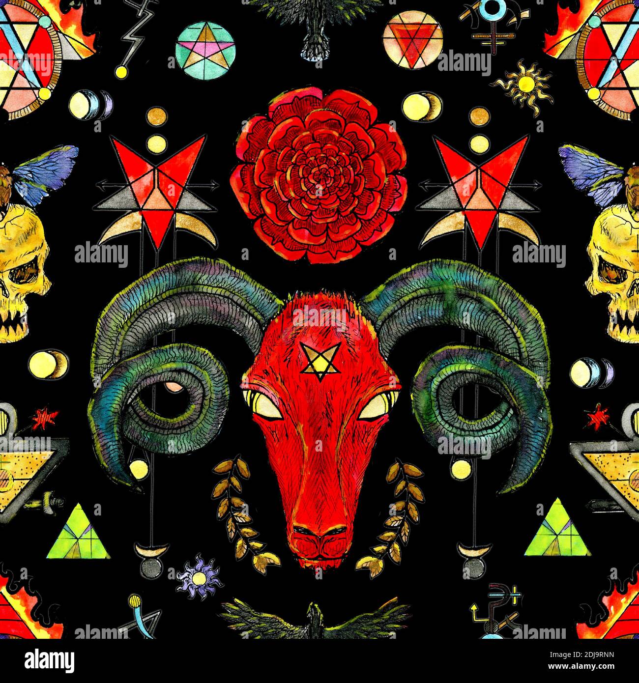 Seamless pattern with mystic symols. Occult and spiritual mystic ...