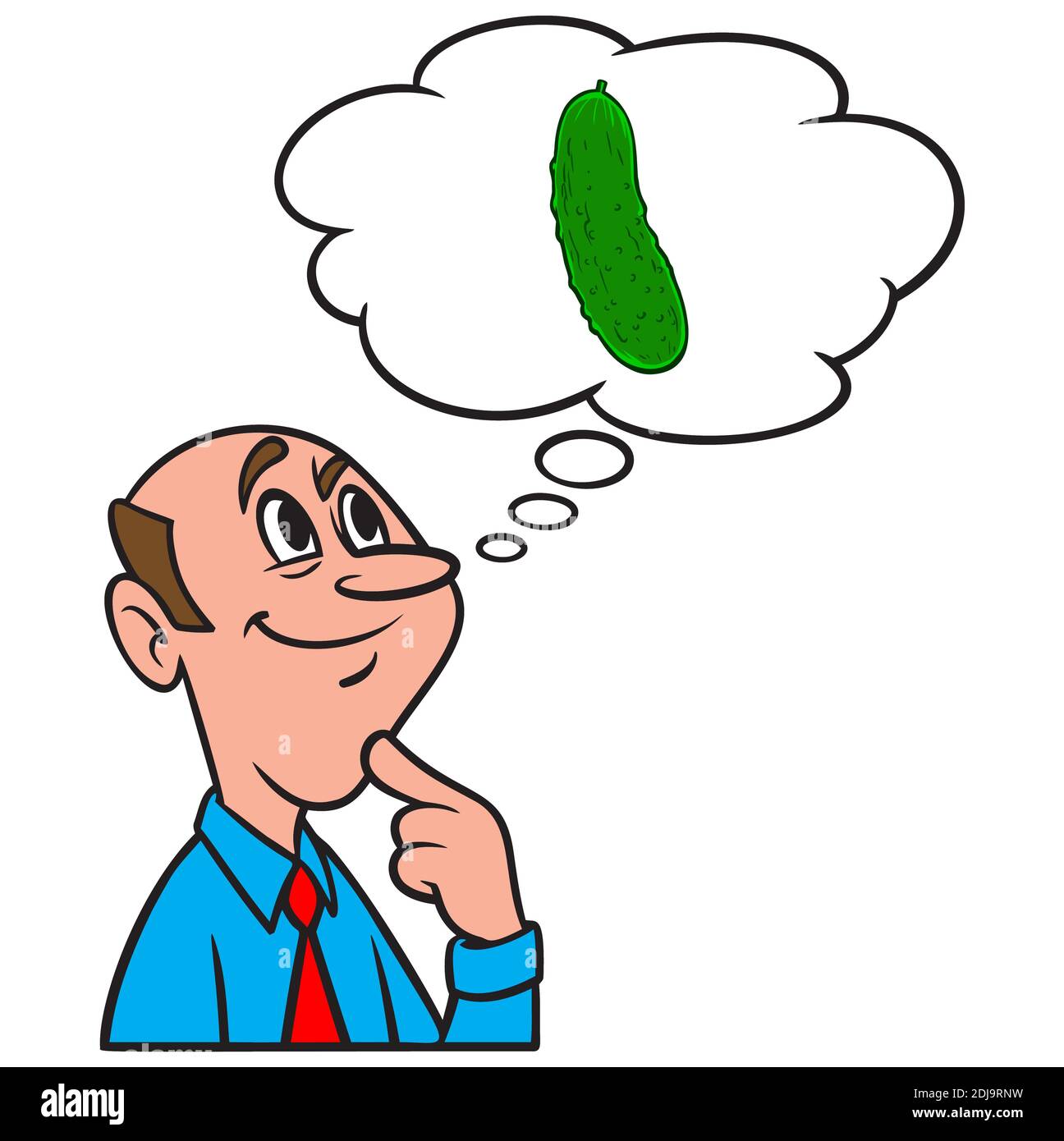 Thinking about a Pickle - A cartoon illustration of a man thinking ...