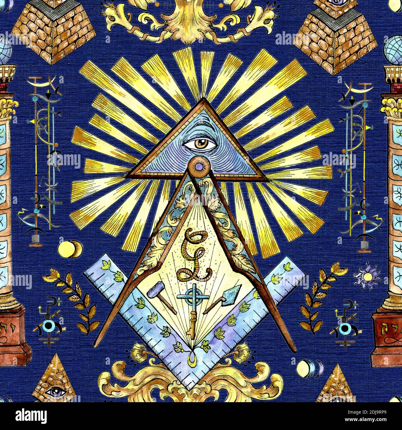 Seamless pattern with mystic symols. Occult and spiritual mystic ...