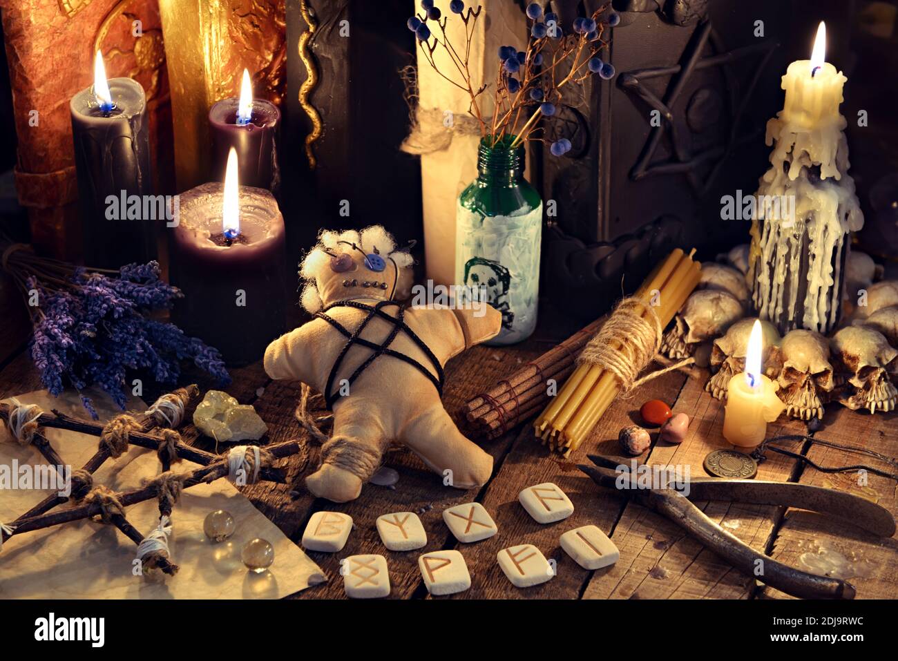 Magic ritual. Wicca, esoteric,voodoo and occult background with vintage ...