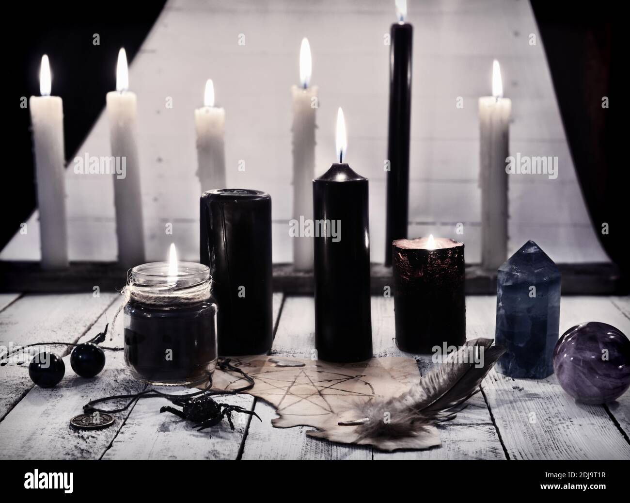 Magic ritual. Wicca, esoteric,voodoo and occult background with vintage ...