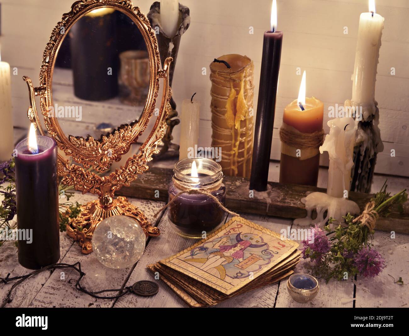 Magic ritual. Wicca, esoteric, gothic and occult background with ...