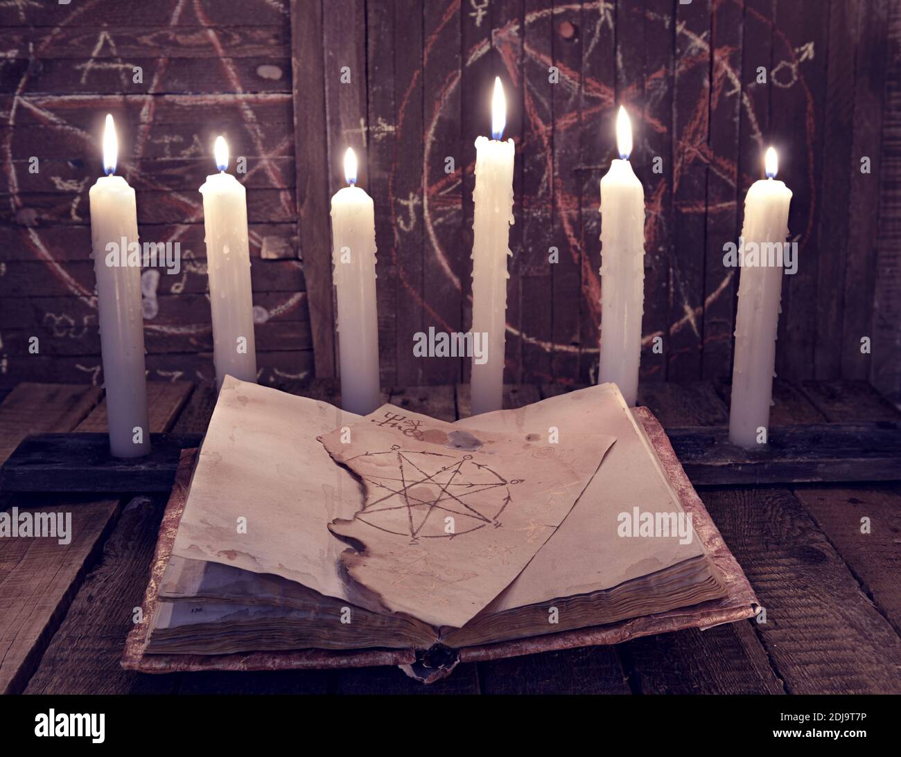 Occult, esoteric and divination still life. Halloween background with ...
