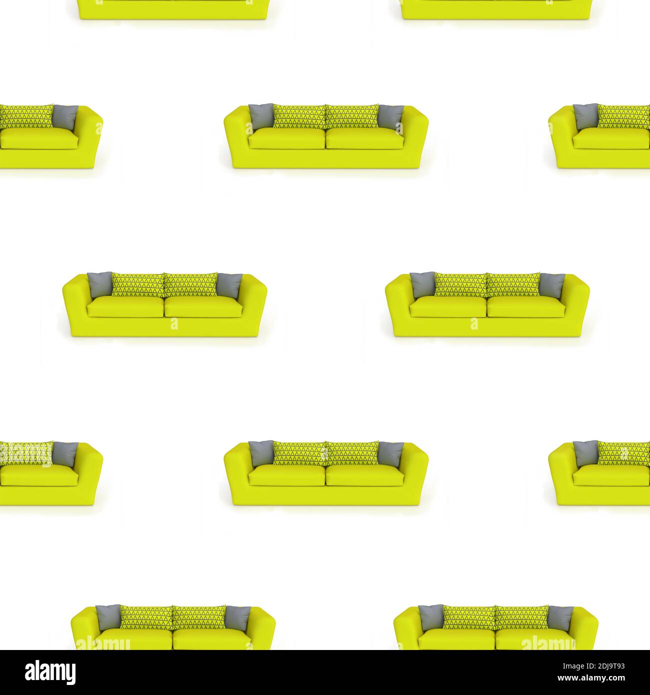 Pattern of yellow sofas on a white background. 3D Render Stock Photo ...