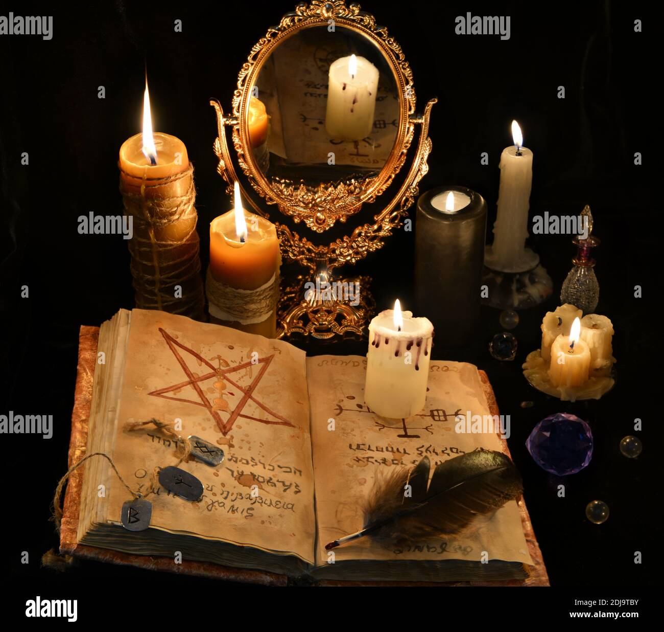 Magic ritual. Wicca, esoteric,voodoo and occult background with vintage ...