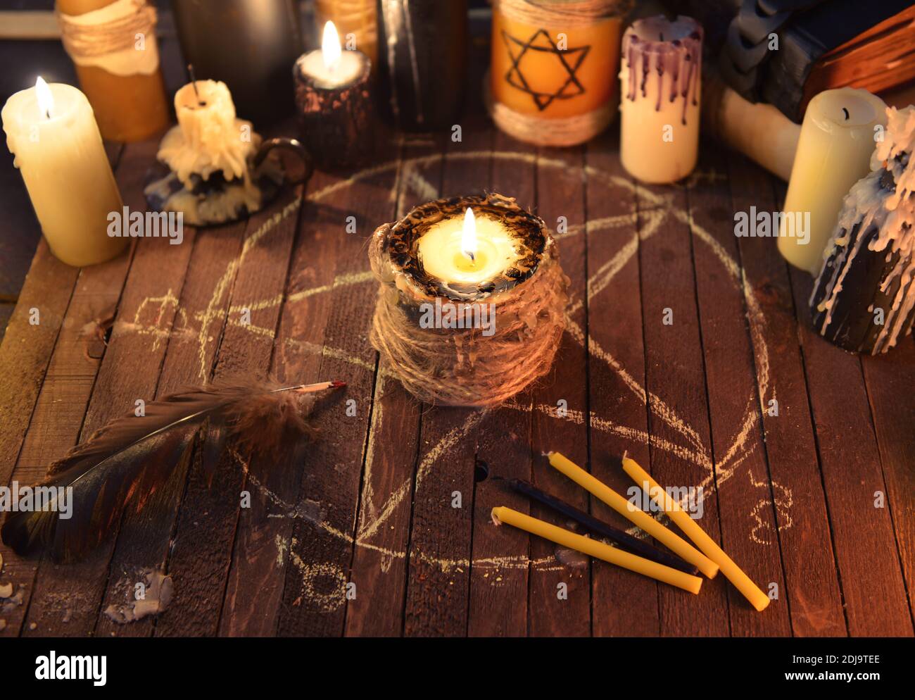 Magic ritual. Wicca, esoteric,voodoo and occult background with vintage ...