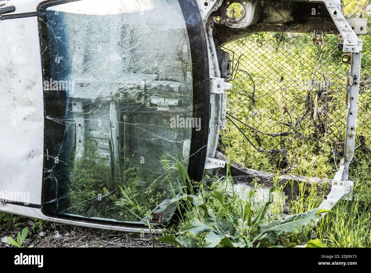 A top view of an old crashed car Stock Photo - Alamy