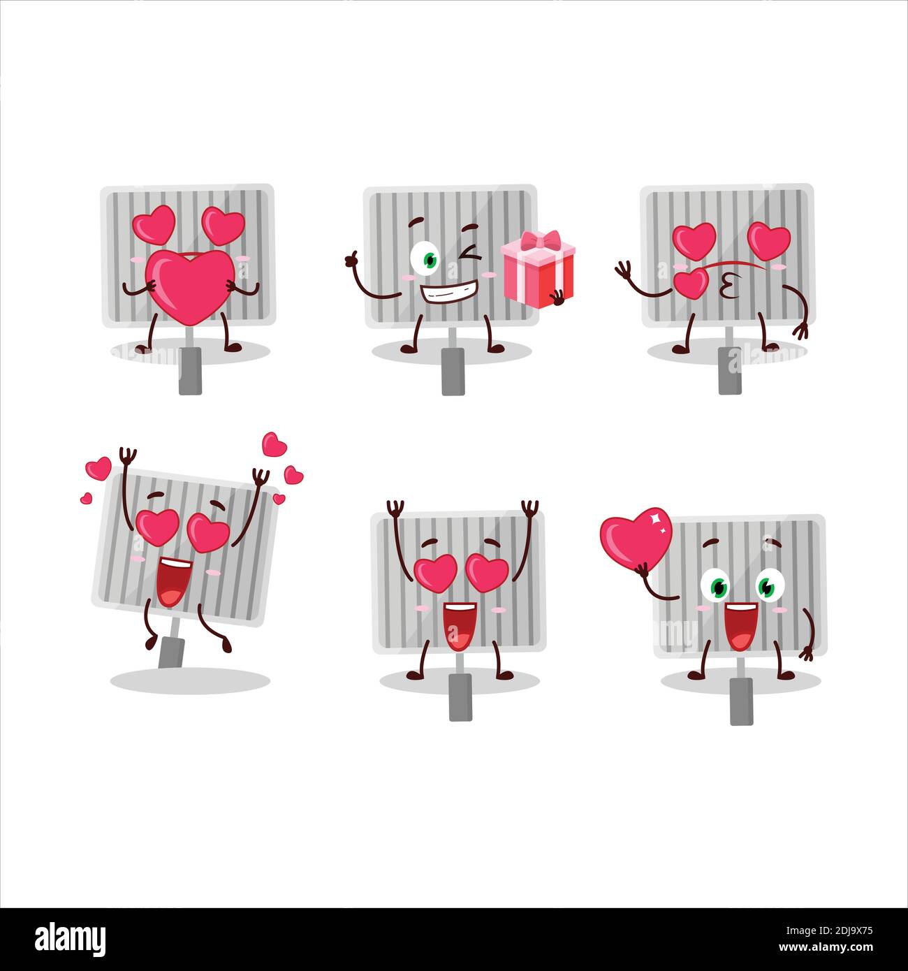 Grill gate cartoon character with love cute emoticon. Vector ...