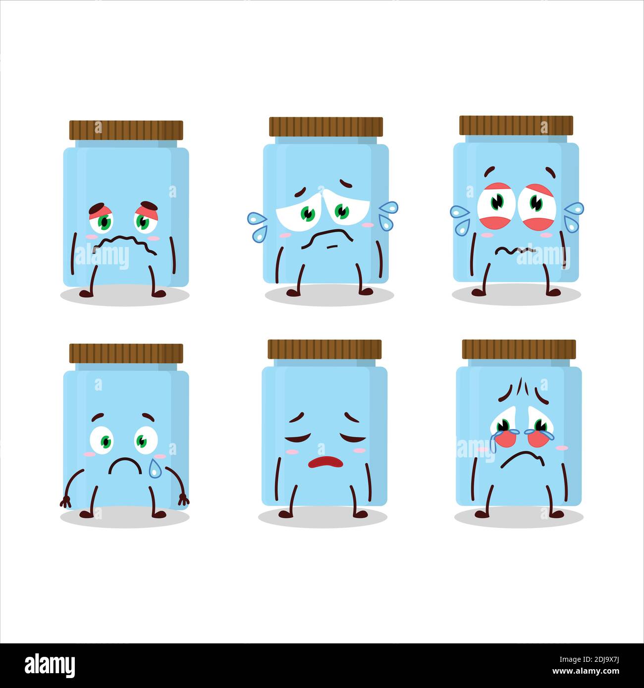 Jar cartoon in character with sad expression. Vector illustration Stock ...