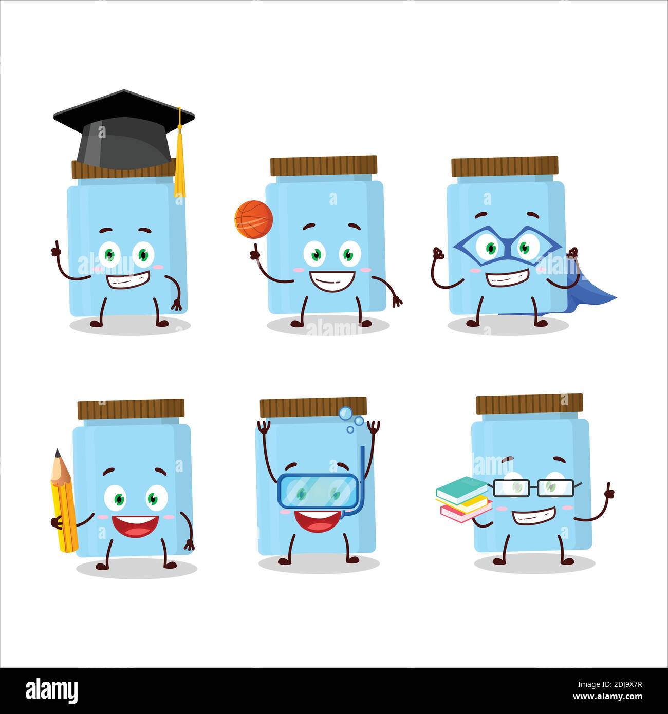 School student of jar cartoon character with various expressions ...