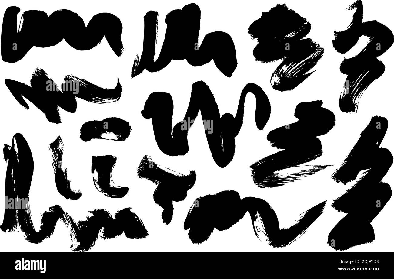 Black paint wavy brush strokes vector collection Stock Vector Image ...