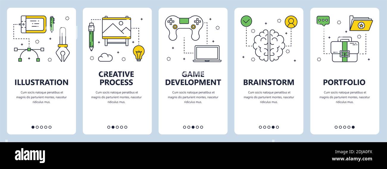 Vector modern thin line graphic illustration concept web banner set ...