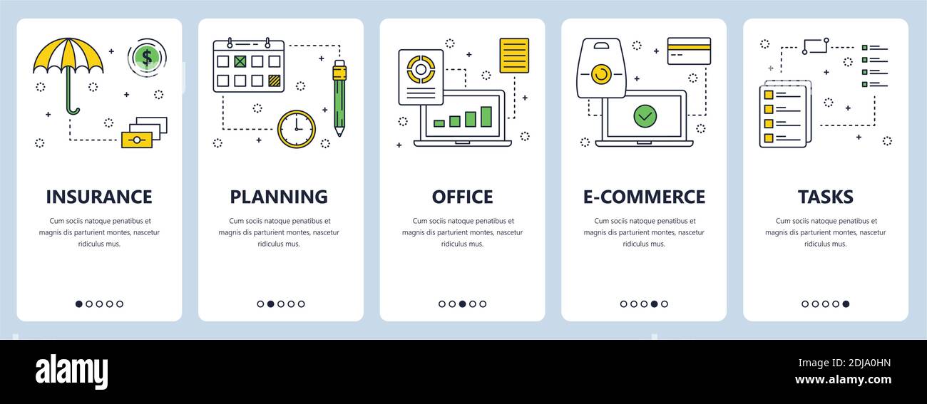 Vector modern thin line insurance concept web banner set Stock Vector ...