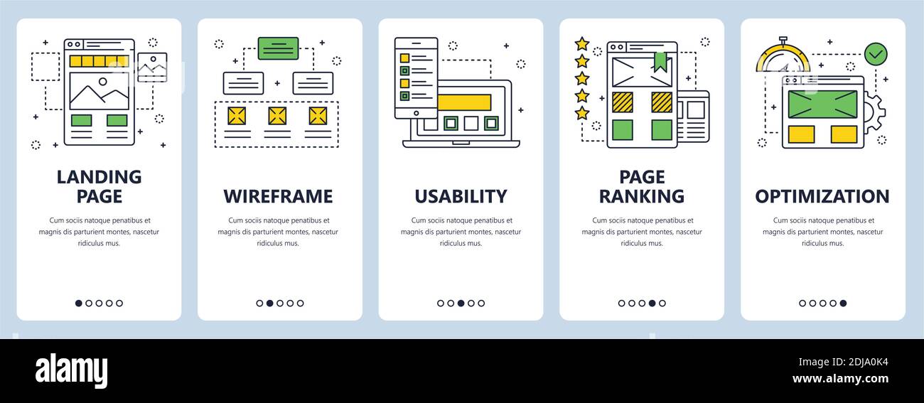 Vector modern thin line landing page concept web banner set Stock ...