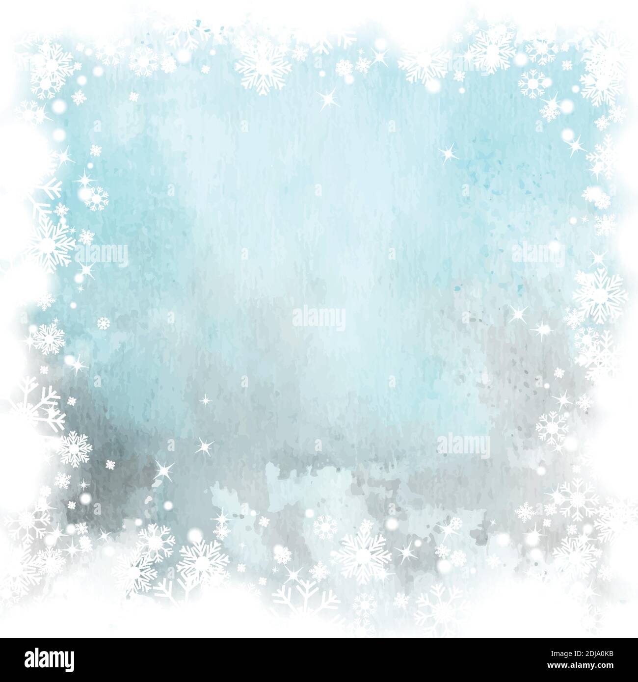 Winter christmas card hand-painted watercolor. Artwork snowflakes and ...