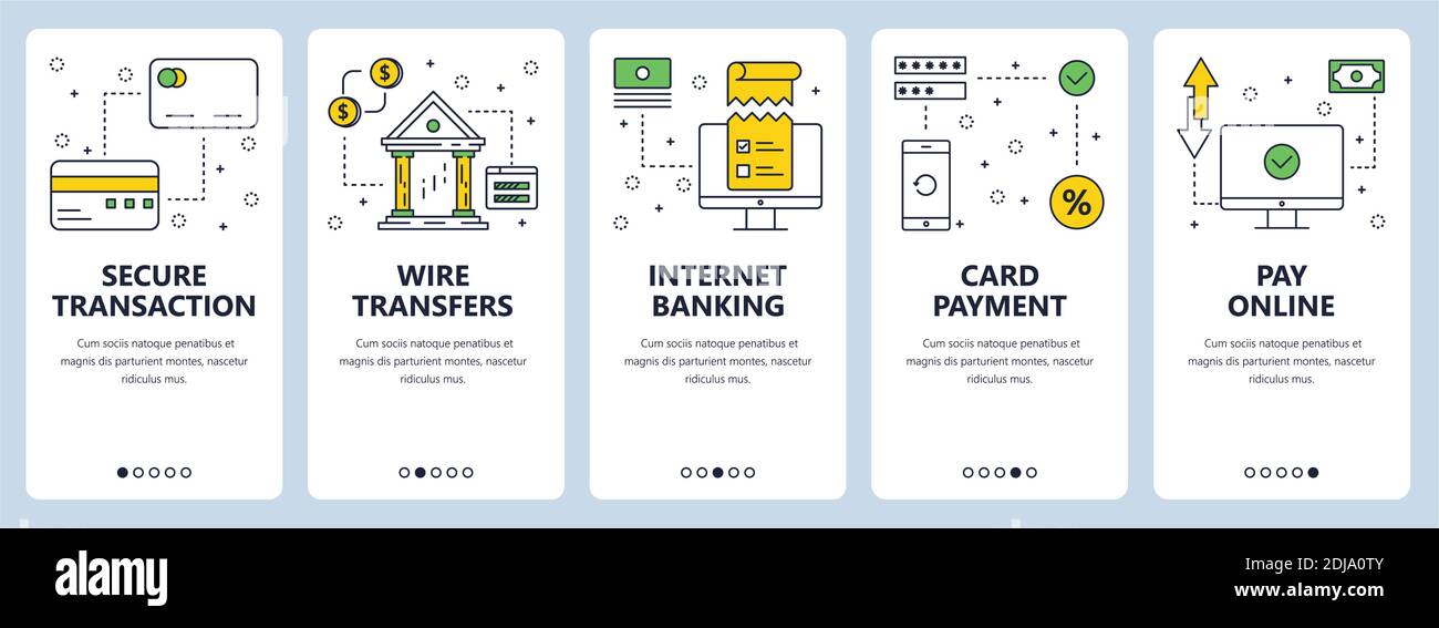 Vector modern thin line secure transactions concept web banner set ...