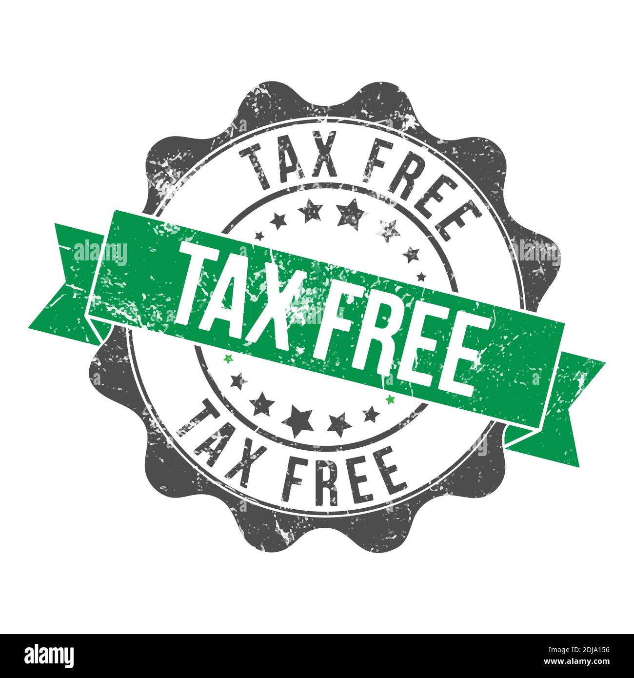 TAX FREE. Stamp impression with the inscription. Old worn vintage stamp ...