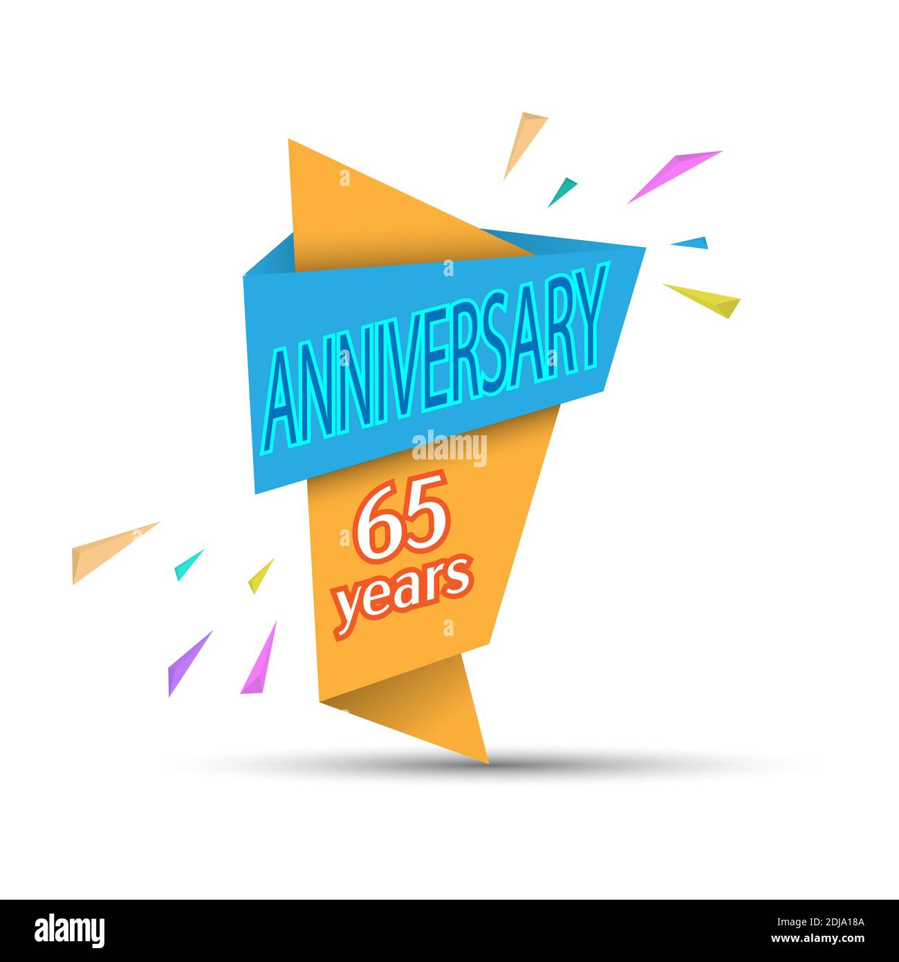 ANNIVERSARY 65 years. Colored banner for congratulations and thematic ...