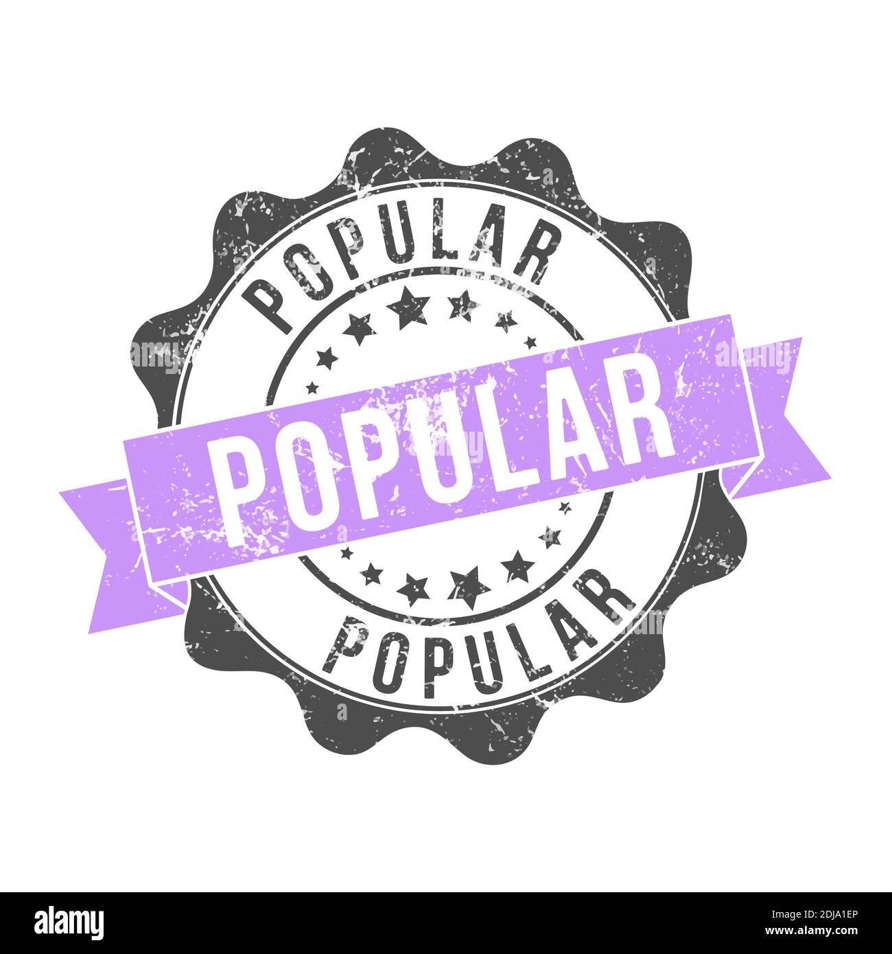 POPULAR. Stamp impression with the inscription. Old worn vintage stamp ...