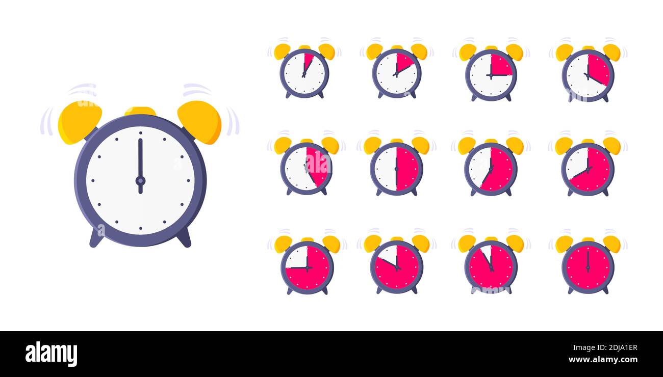 Minutes countdown on analog clock face flat style design vector ...