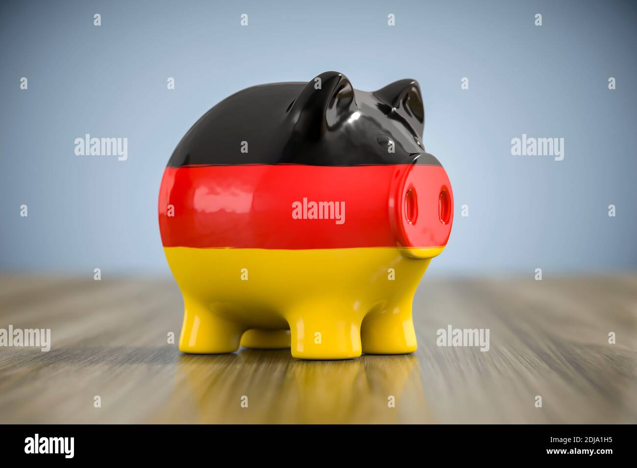 3d illustration of a fat piggy bank in german colors Stock Photo - Alamy