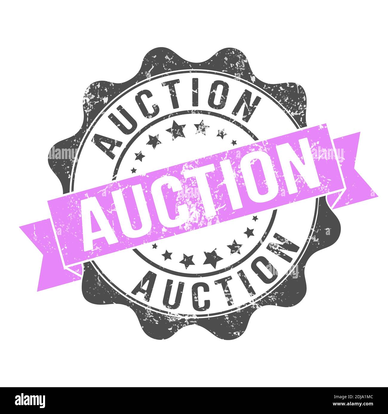 AUCTION. Stamp impression with the inscription. Old worn vintage stamp ...