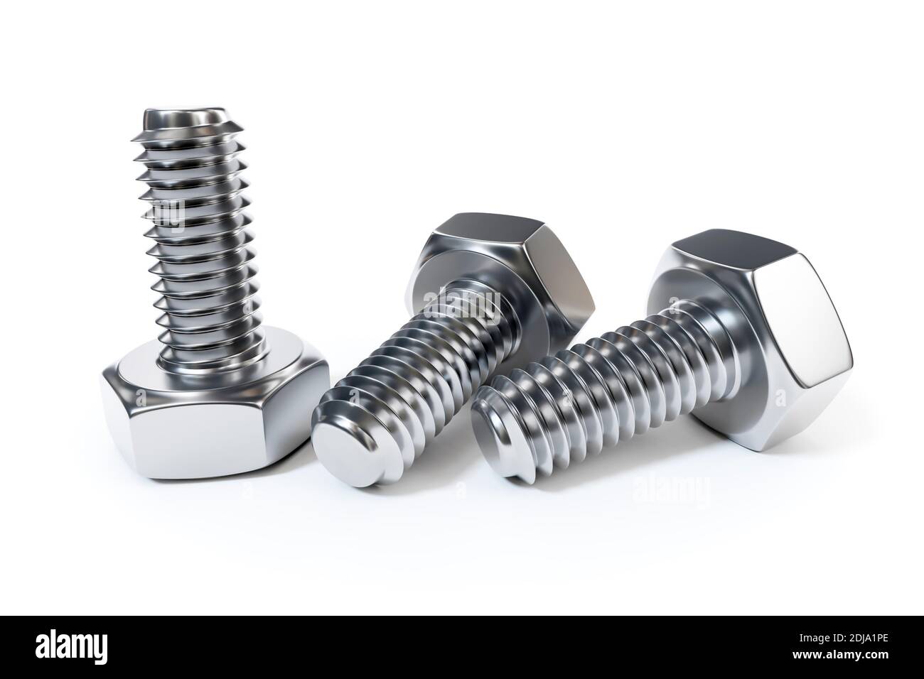 3d illustration of three typical hexagon screw Stock Photo - Alamy