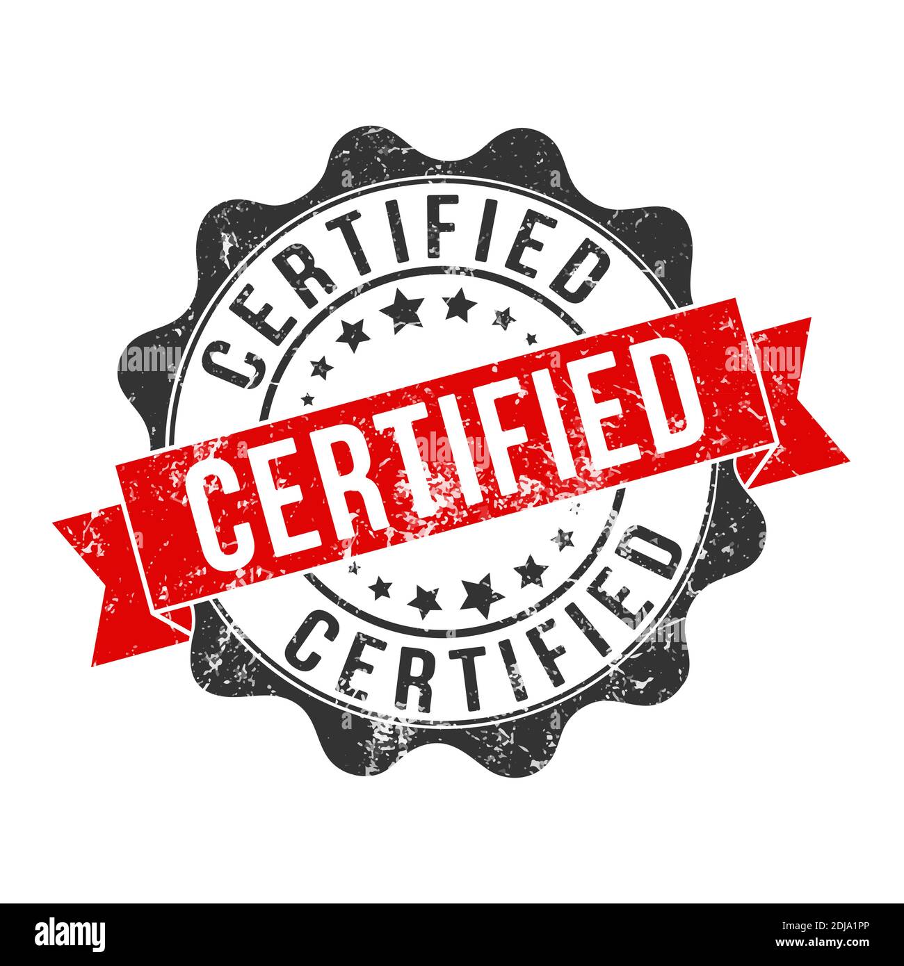 CERTIFIED. Stamp impression with the inscription. Old worn vintage ...