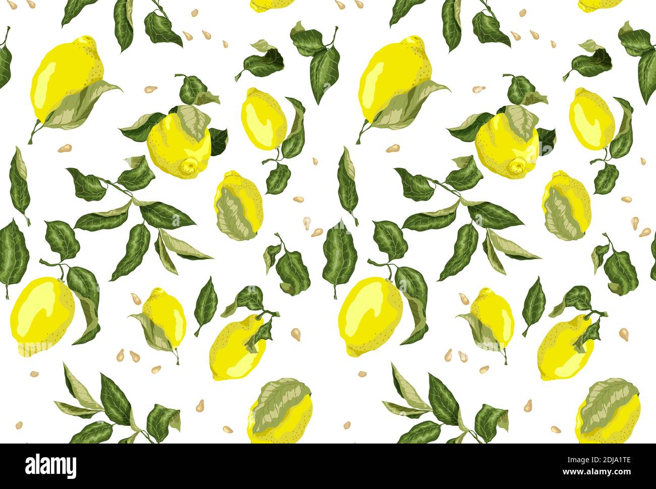 Seamless pattern with juicy lemon fruits and seed without background ...