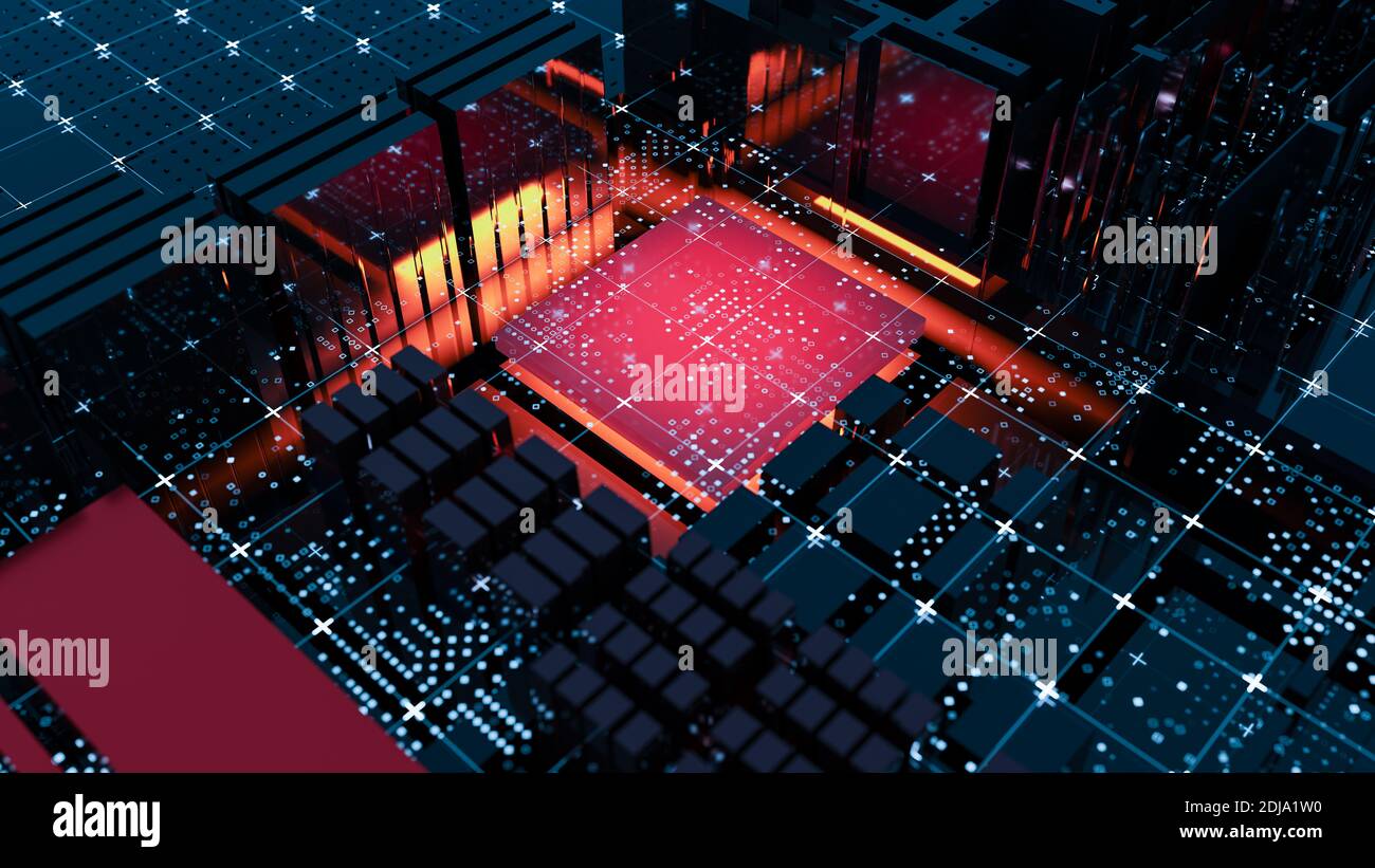 Abstract Central Computer Processors Concept. 3D illustration Stock Photo - Alamy