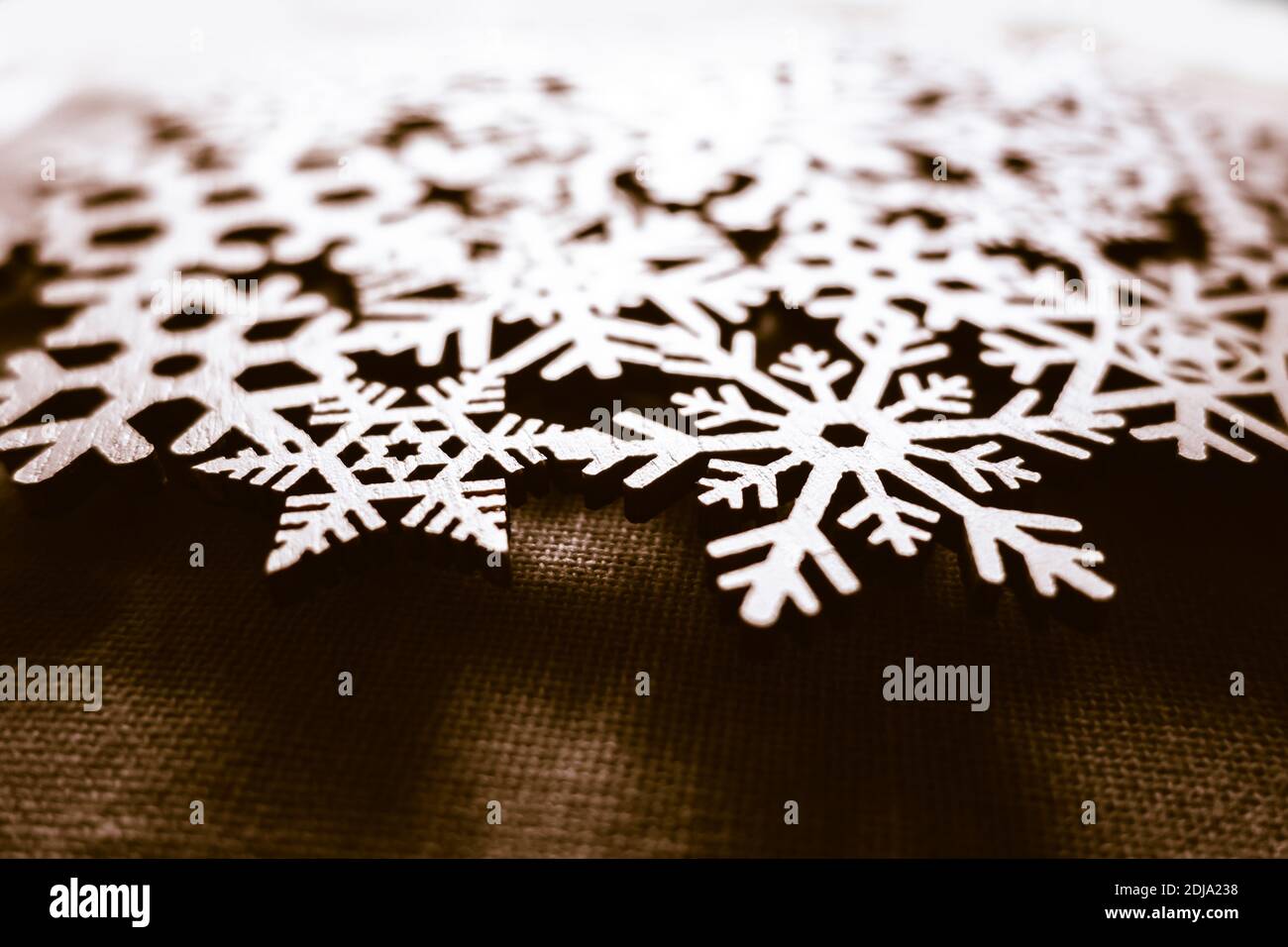 Wooden snowflake christmas ornament. Background decoration Stock Photo ...